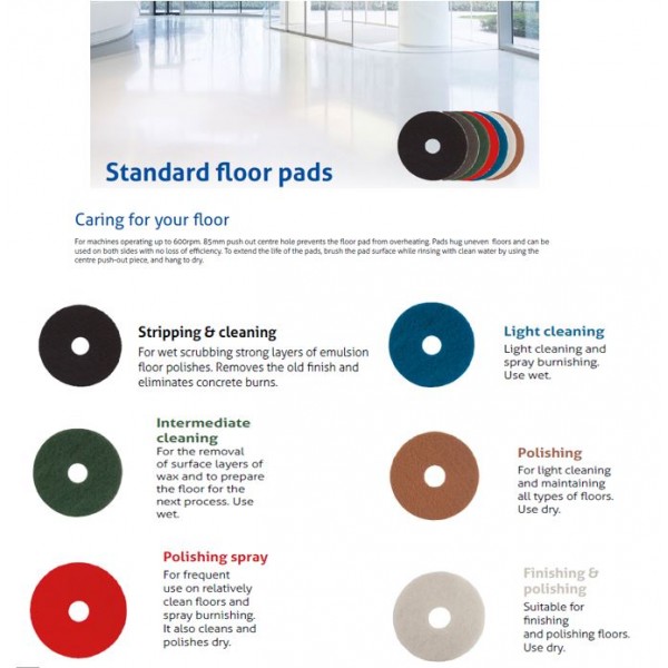 Floor Pads 19" WHITE x 5 buffer/scrubber DRY BUFF POLISH SHINE/BURNISH HIGH